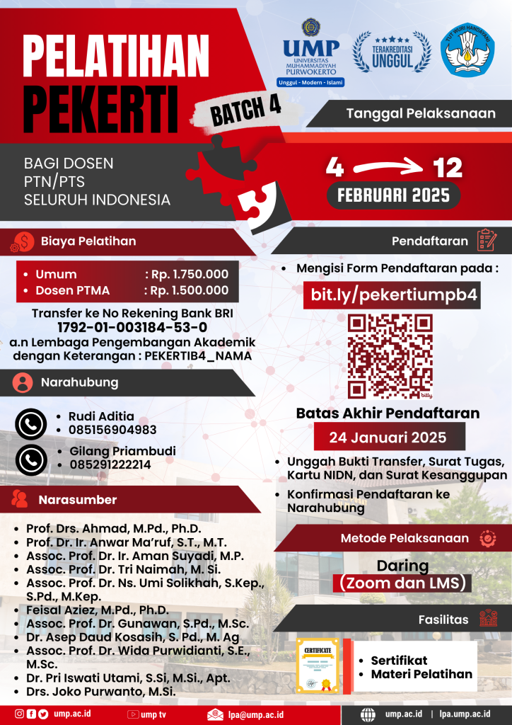 Pelatihan Pekerti Batch 4 – Lembaga Pengembangan Akademik – UMP