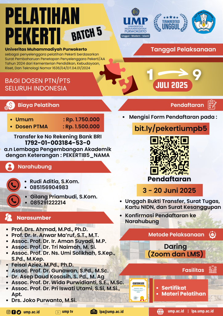 Pelatihan Pekerti Batch 5 – Lembaga Pengembangan Akademik – UMP
